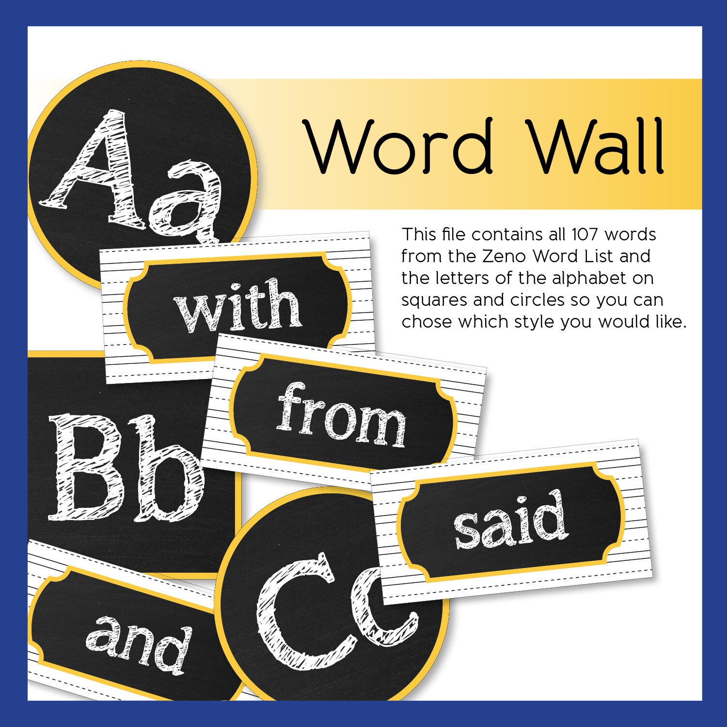 Chalkboard Word Wall | Memory Game | Flash Card Set - Etsy