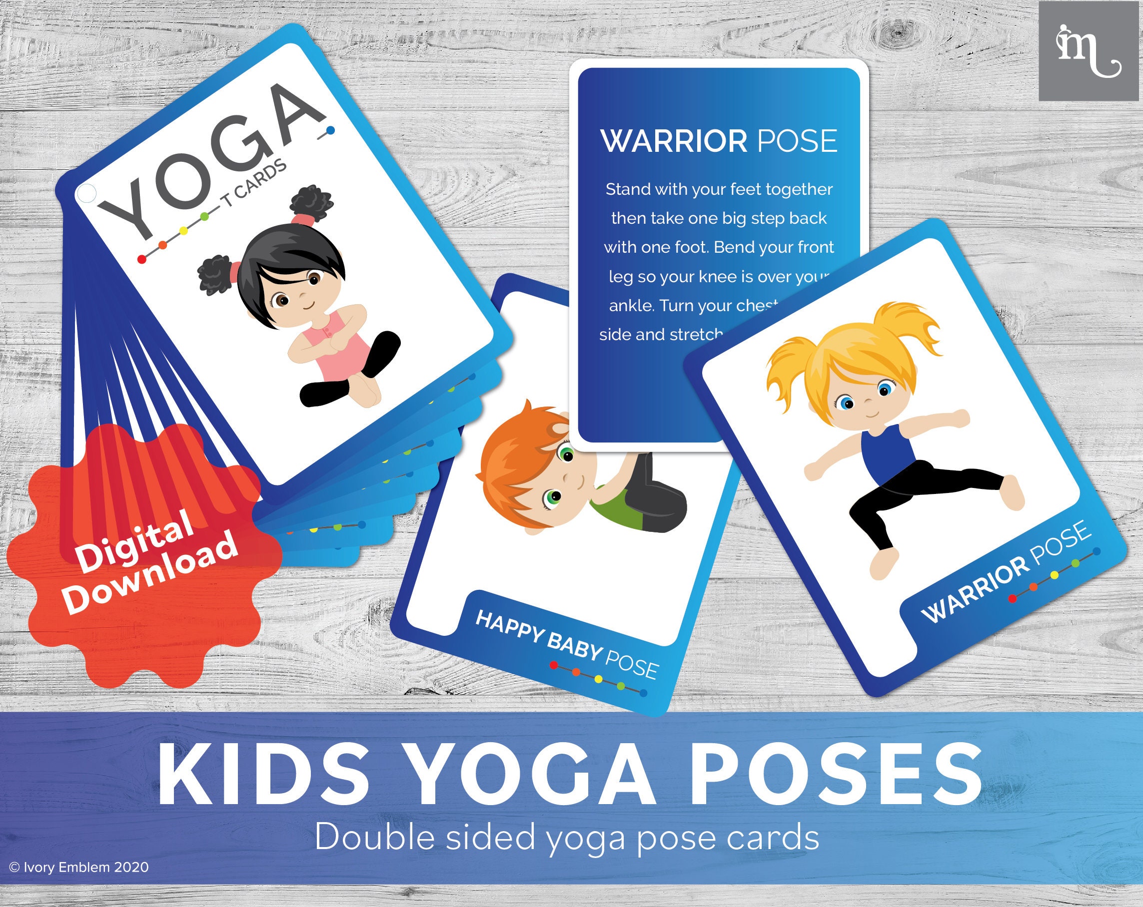 Yoga Pose Cards for Kids | Calm Down Corner Kit | Flashcards | Key Ring ...