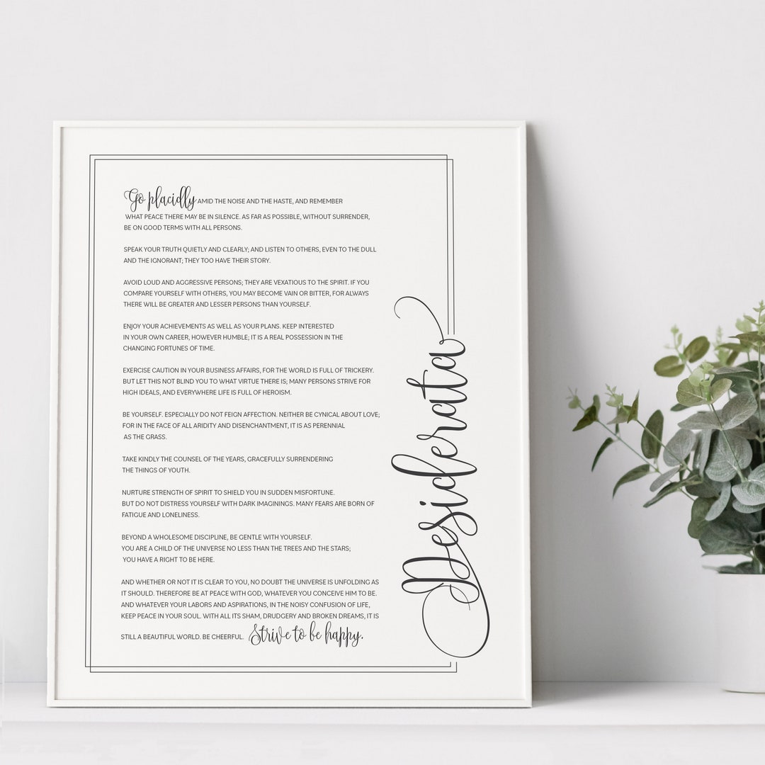 Desiderata Poem by Max Ehrmann | Home Decor | Art Printable | Wall Art ...