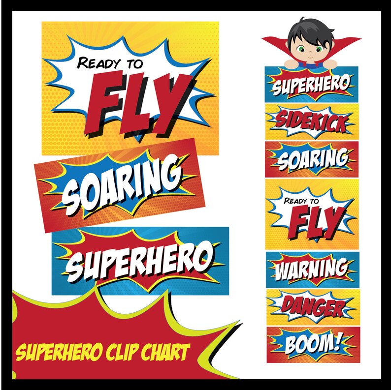Behavior Clip Chart and Punch Cards | Superhero Theme - Etsy