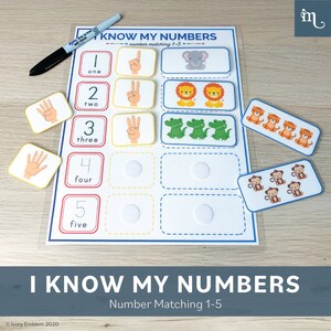 Number Matching Activity Sheet | Busy Binder | Preschool - Etsy