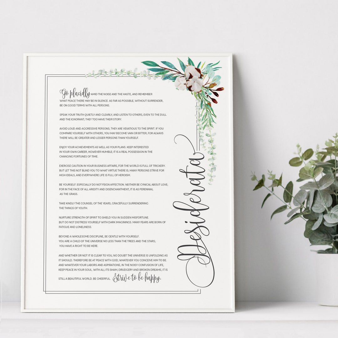 Desiderata Poem by Max Ehrmann | Home Decor | Art Printable | Wall Art ...