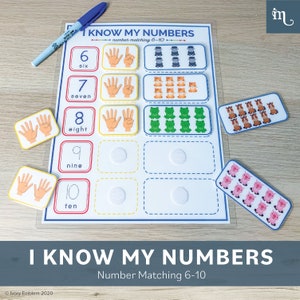 Number Matching Activity Sheet | Busy Binder | Preschool - Etsy
