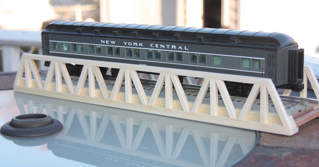 O Gauge 21" Handmade Poplar Open Top Bridge for Model Railroads With ...