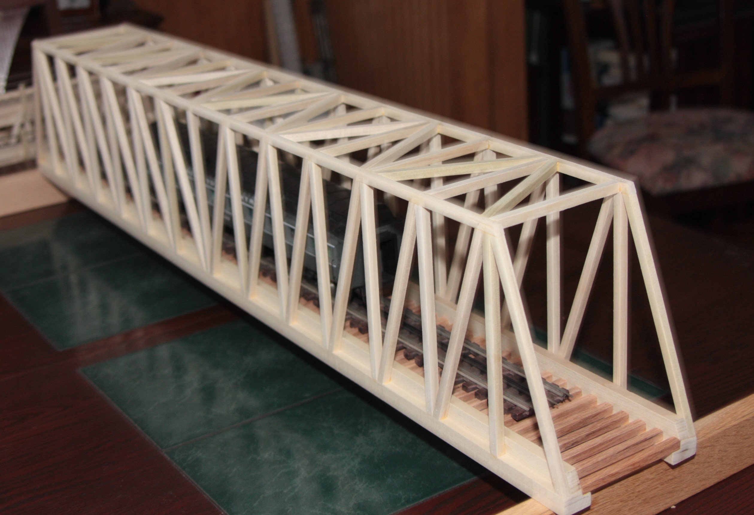 O Gauge 42 Thru Truss Bridge Handmade in Poplar With White Oak Bridge ...
