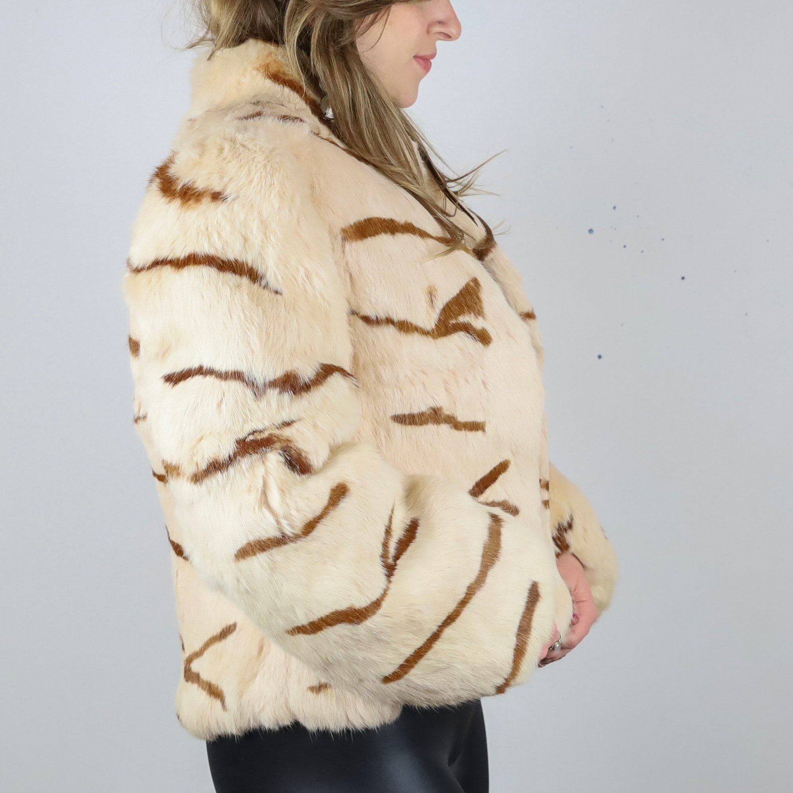 Amazing Vintage 80's "tiger" Stripe Rabbit Fur Coat - Etsy