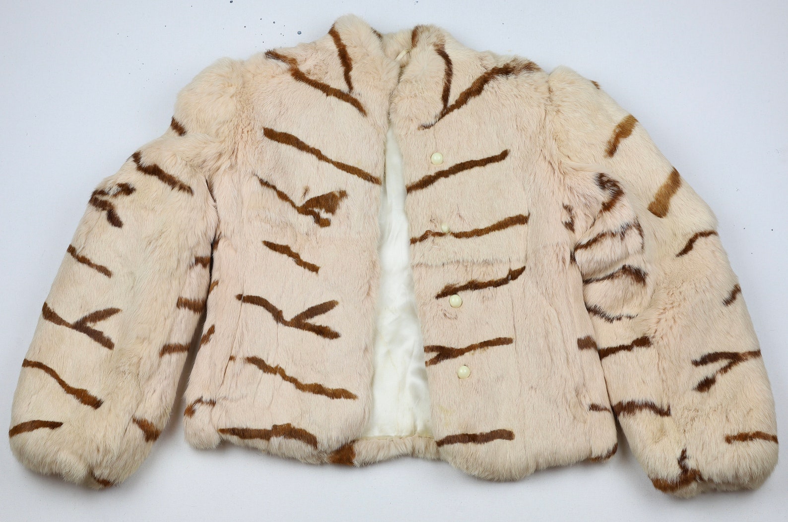 Amazing Vintage 80's "tiger" Stripe Rabbit Fur Coat - Etsy