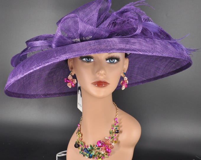 Lilac Wide Brim Hat, Lilac Mother of the Bride Hat, Lilac Wedding Hat ...