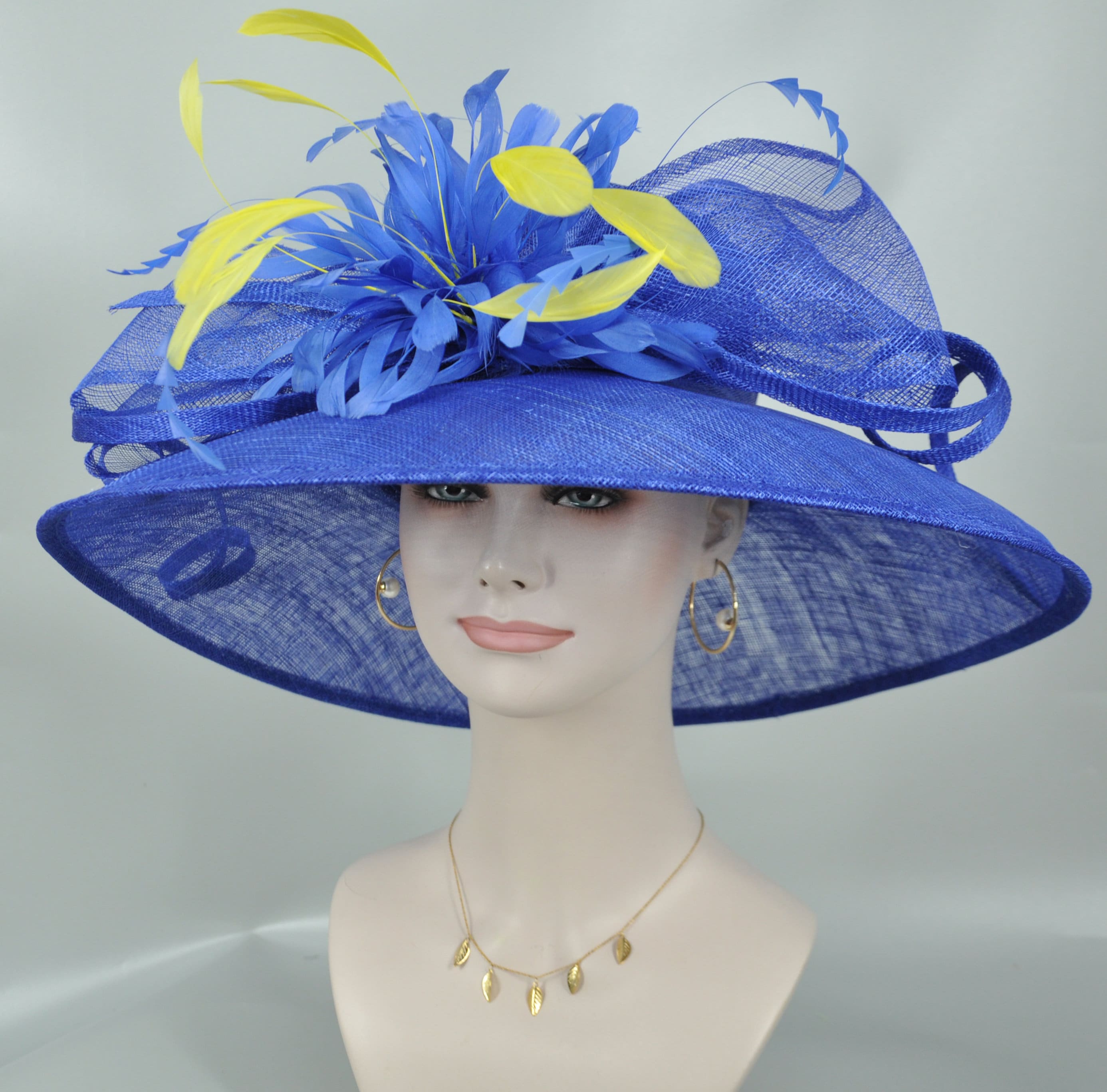 Royal Blue Derby Hat: Feather Flower Tea Party Wedding - Etsy