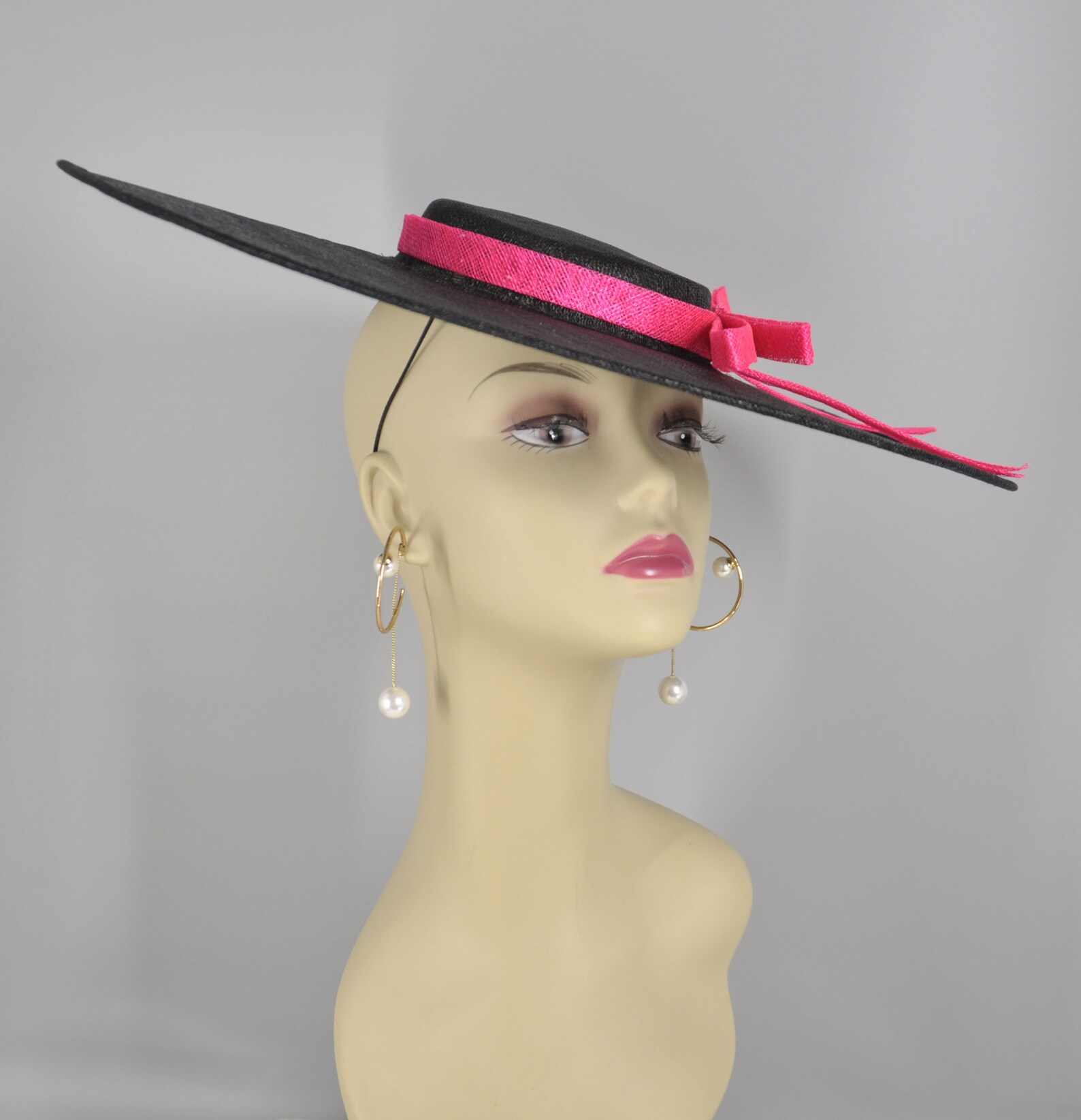 Large Brim Sinamay Fascinator Hat W Ribbon Design for DIY - Etsy