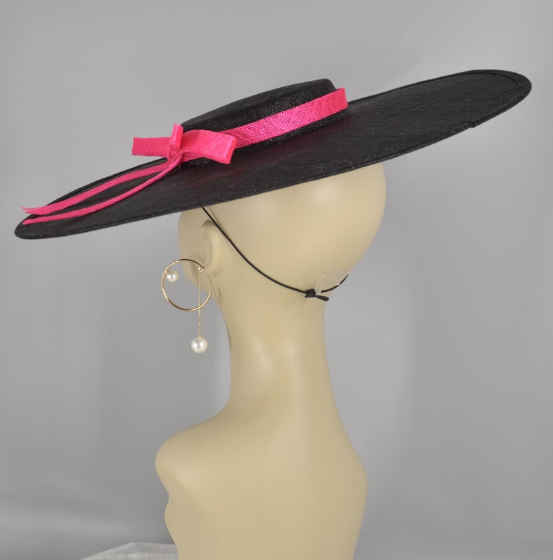Large Brim Sinamay Fascinator Hat W Ribbon Design for DIY - Etsy