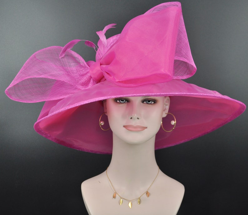 Fuchsia/hot Pink Kentucky Derby Hat Church Hat Wedding Hat - Etsy