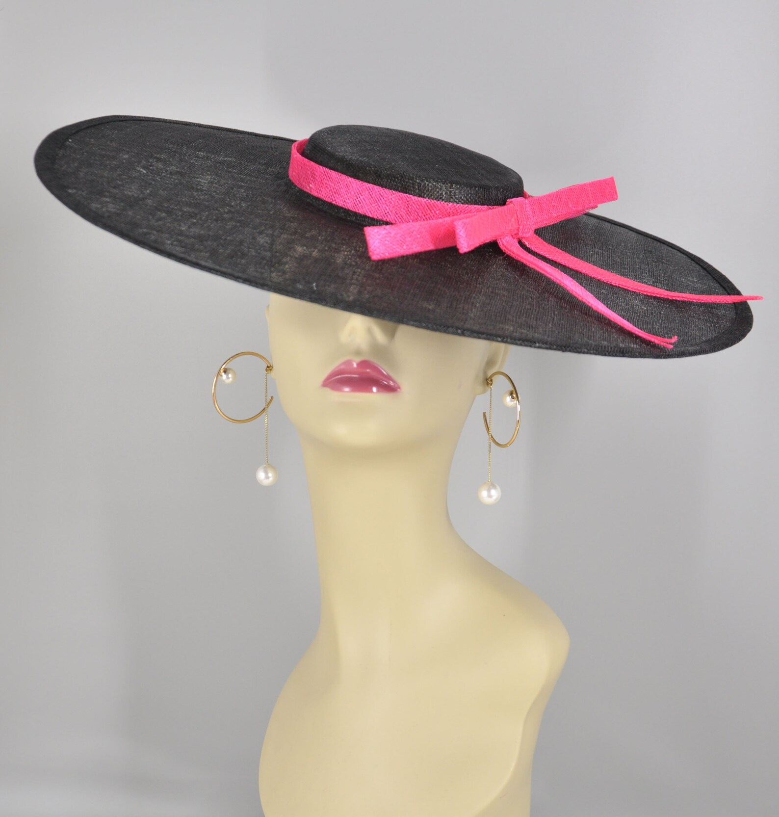 Large Brim Sinamay Fascinator Hat W Ribbon Design for DIY - Etsy