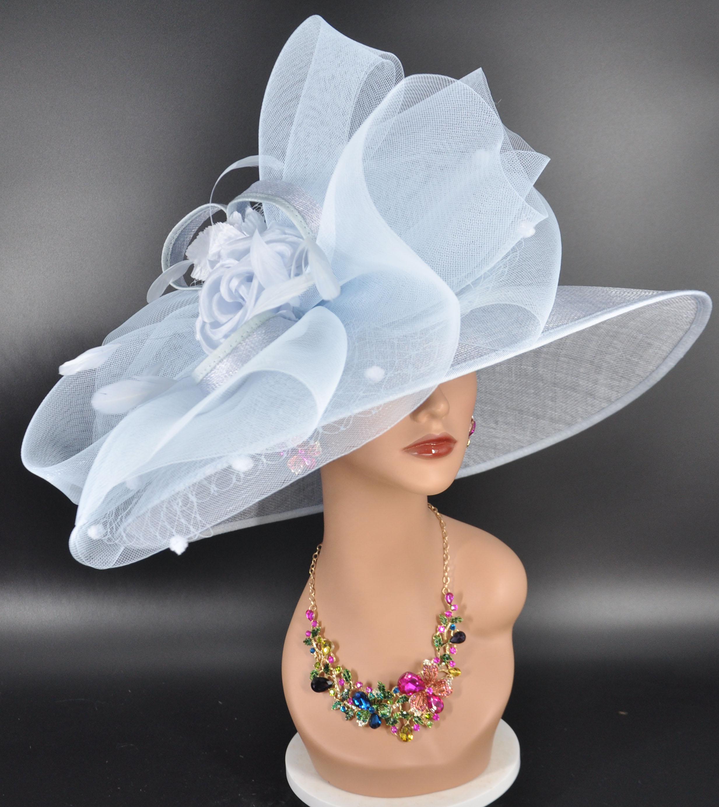 Church Derby Hat Carriage Tea Party Wedding Wide Brim Royal Ascot Horse ...