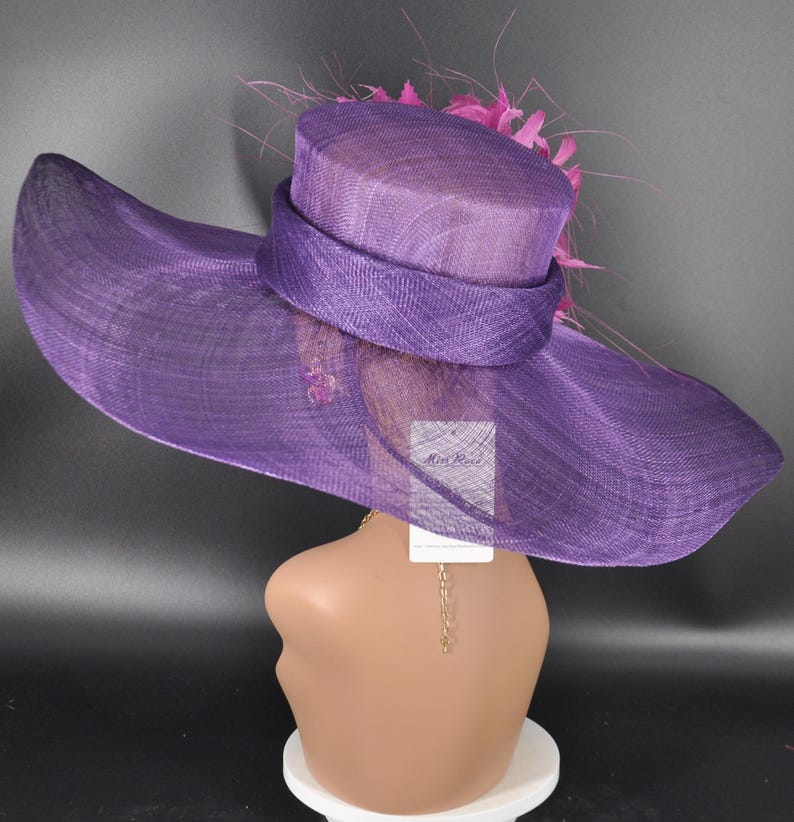 Purple Wide Brim Kentucky Derby Hat,ascot Hat for Wedding & Tea Party ...