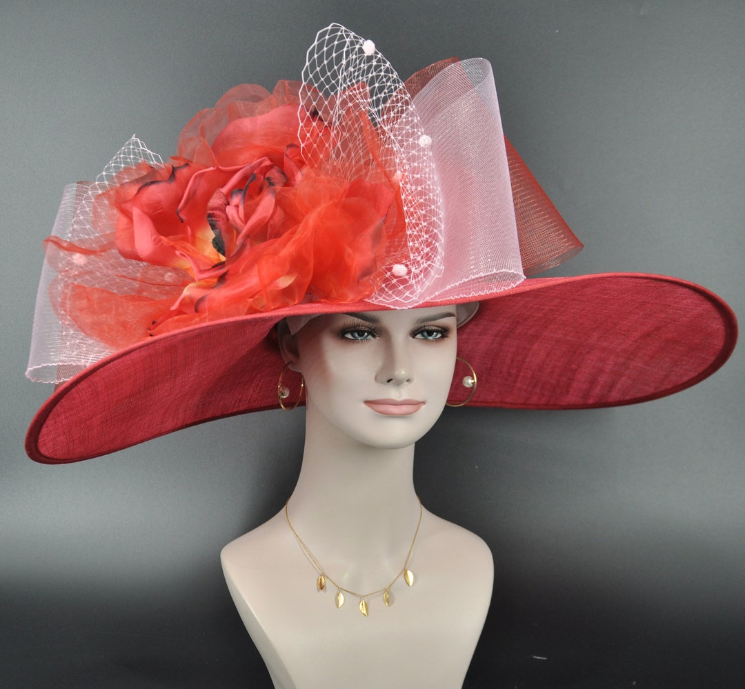 Red Pink With Red Jumbo Silk Flower Crin and Netting Bows Kentucky ...