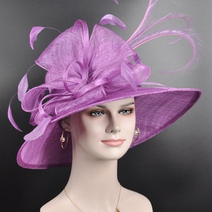 Grape Purple Wide Brim Sinamay Hat, Kentucky Derby Hat, Church Hat, Tea ...