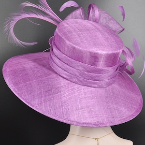 Grape Purple Wide Brim Sinamay Hat, Kentucky Derby Hat, Church Hat, Tea ...