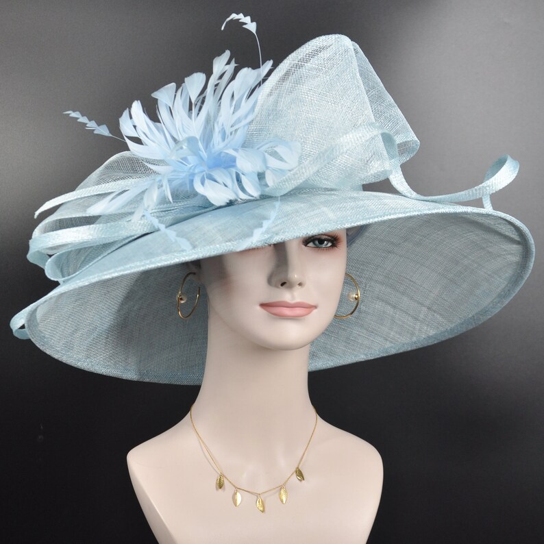 Powder Blue Derby Hat: Feather Flower Tea Party Wedding - Etsy
