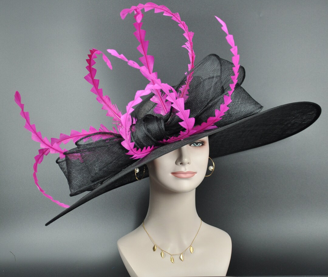 22089 Black+more Colors Royal Ascot Horse Race Oaks Day Hat Carriage ...