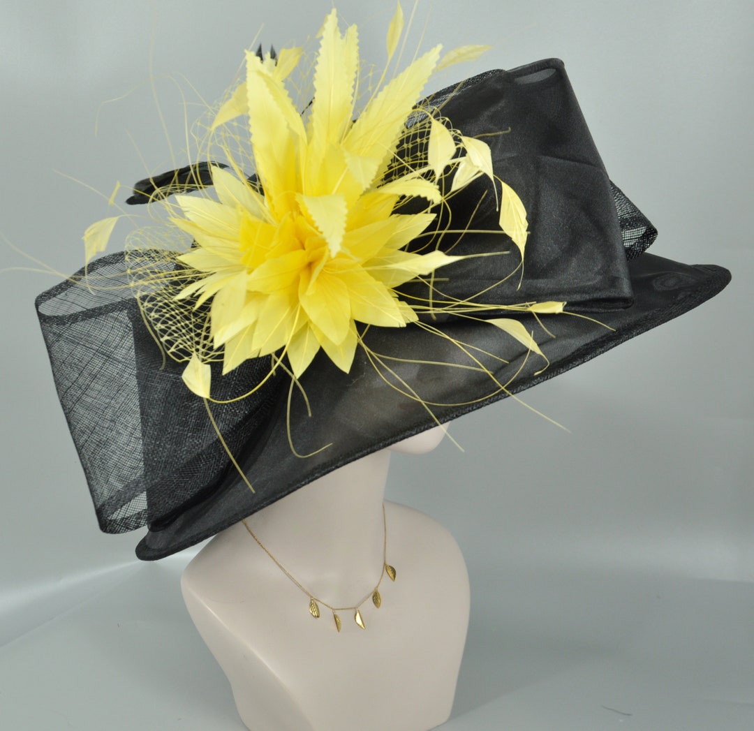 Black+yellow Feather Flower( More Color Options) Kentucky Derby Hat ...
