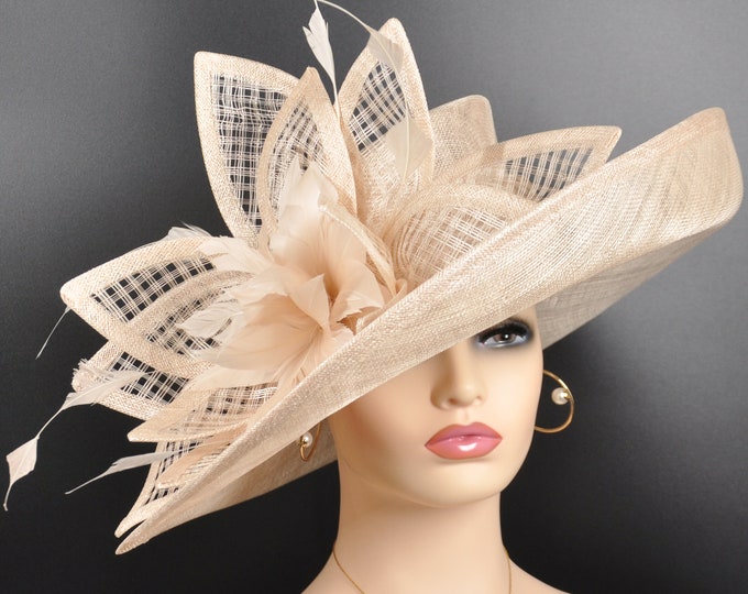 Church, Kentucky Derby Hat ,carriage, Tea Party, Wedding, Wide Brim Sinamay Hat, Royal Ascot Hat ...