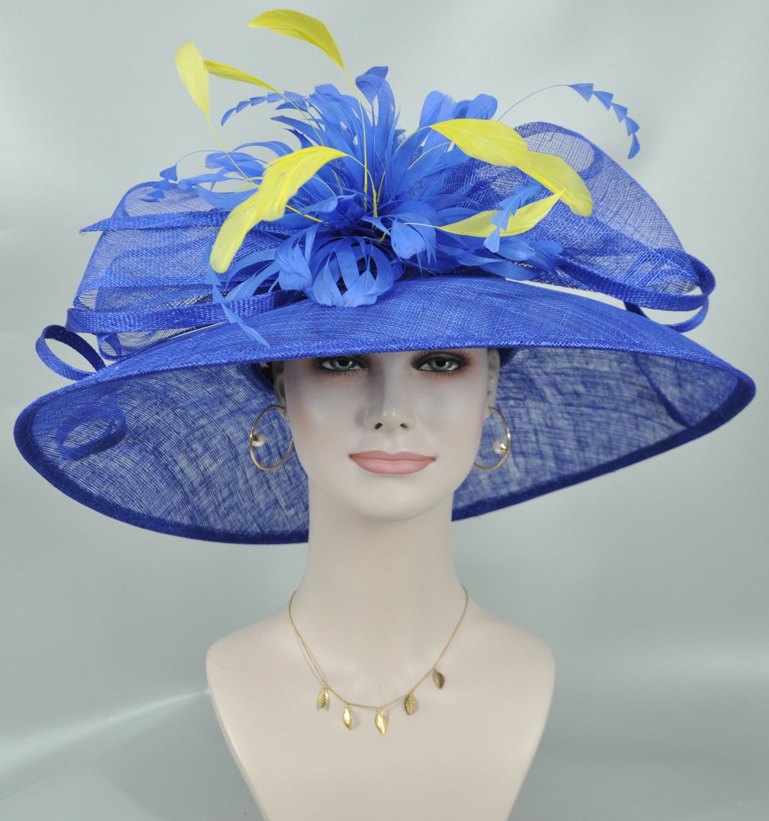 Royal Blue Derby Hat: Feather Flower Tea Party Wedding - Etsy