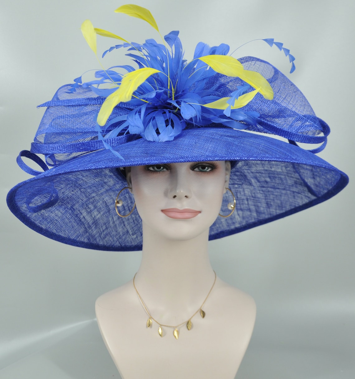 Royal Blue Derby Hat: Feather Flower Tea Party Wedding - Etsy