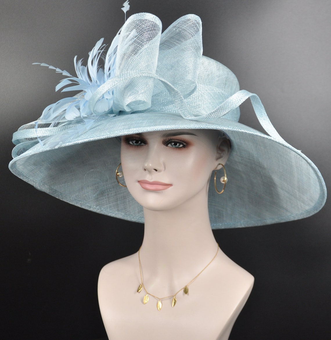 Powder Blue Derby Hat: Feather Flower Tea Party Wedding - Etsy