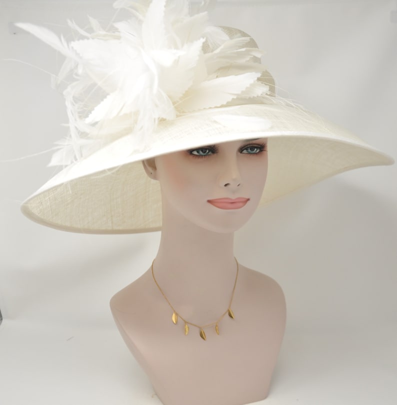 Ivory With Feather Flowers Kentucky Derby Hat Tea Party - Etsy
