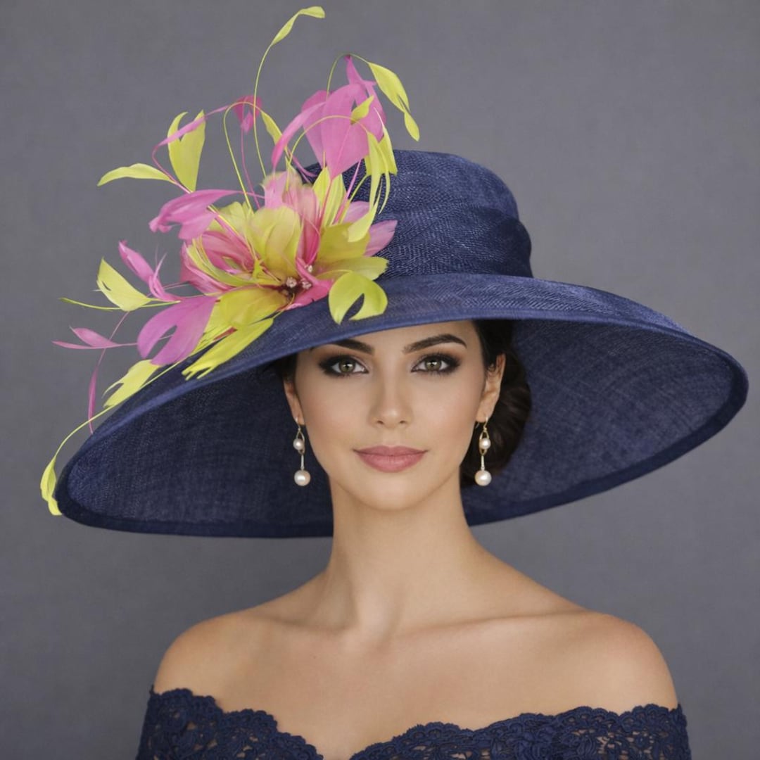 Wide Brim Kentucky Derby Hat, Ascot Hat for Wedding & Tea Party, Garden ...