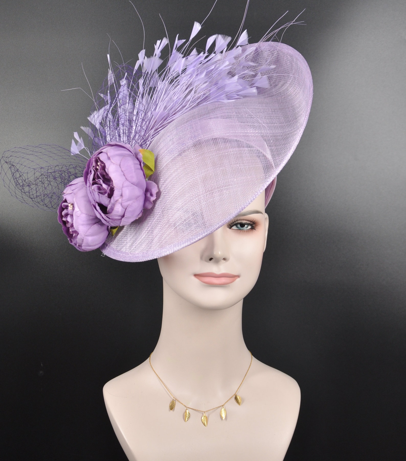 Lavender Goose Feather Peony Fascinator Hat Kentucky Derby Hat Wedding ...