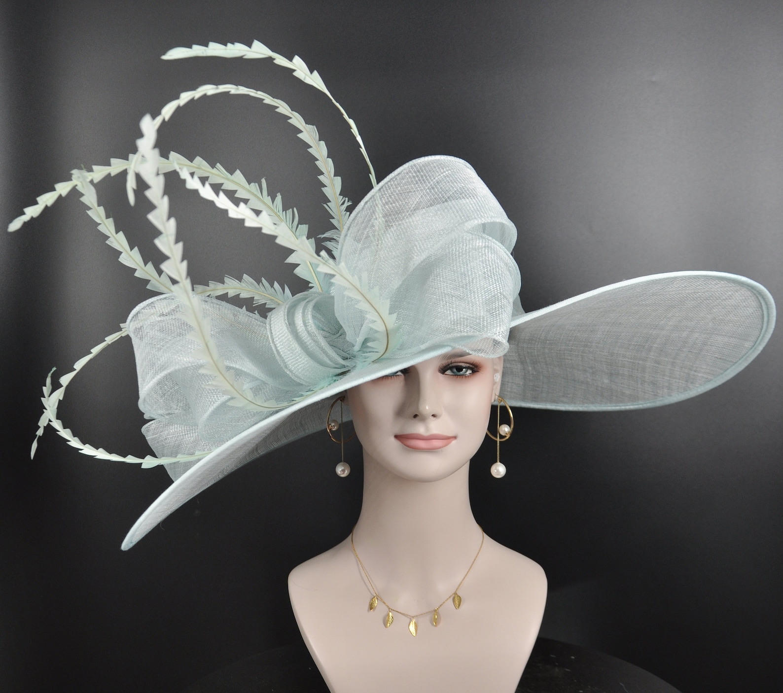 Powder Blue Derby Hat: Feathered Sinamay Bow Ascot Hat - Etsy