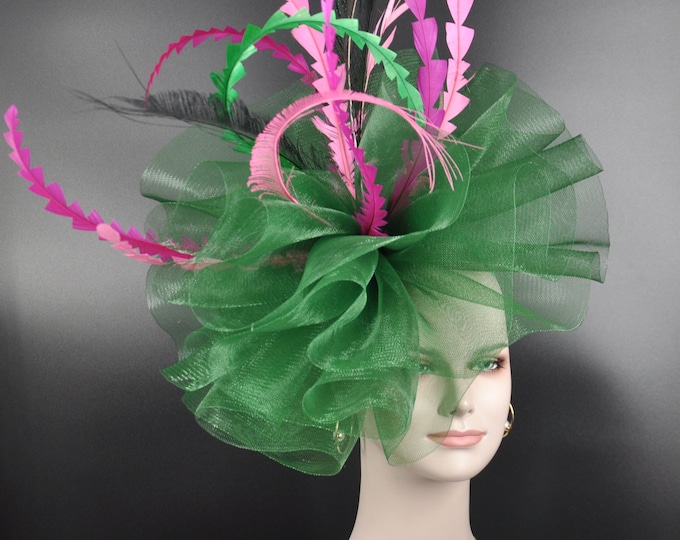 Green Kentucky Derby Fascinator Hat, Green Fascinator, Kelly Green Hat ...