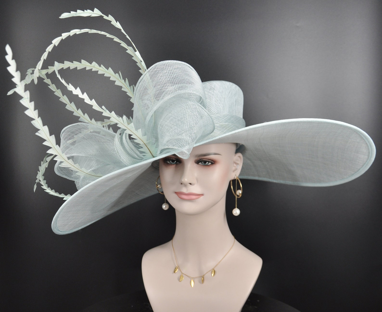 Powder Blue Derby Hat: Feathered Sinamay Bow Ascot Hat - Etsy
