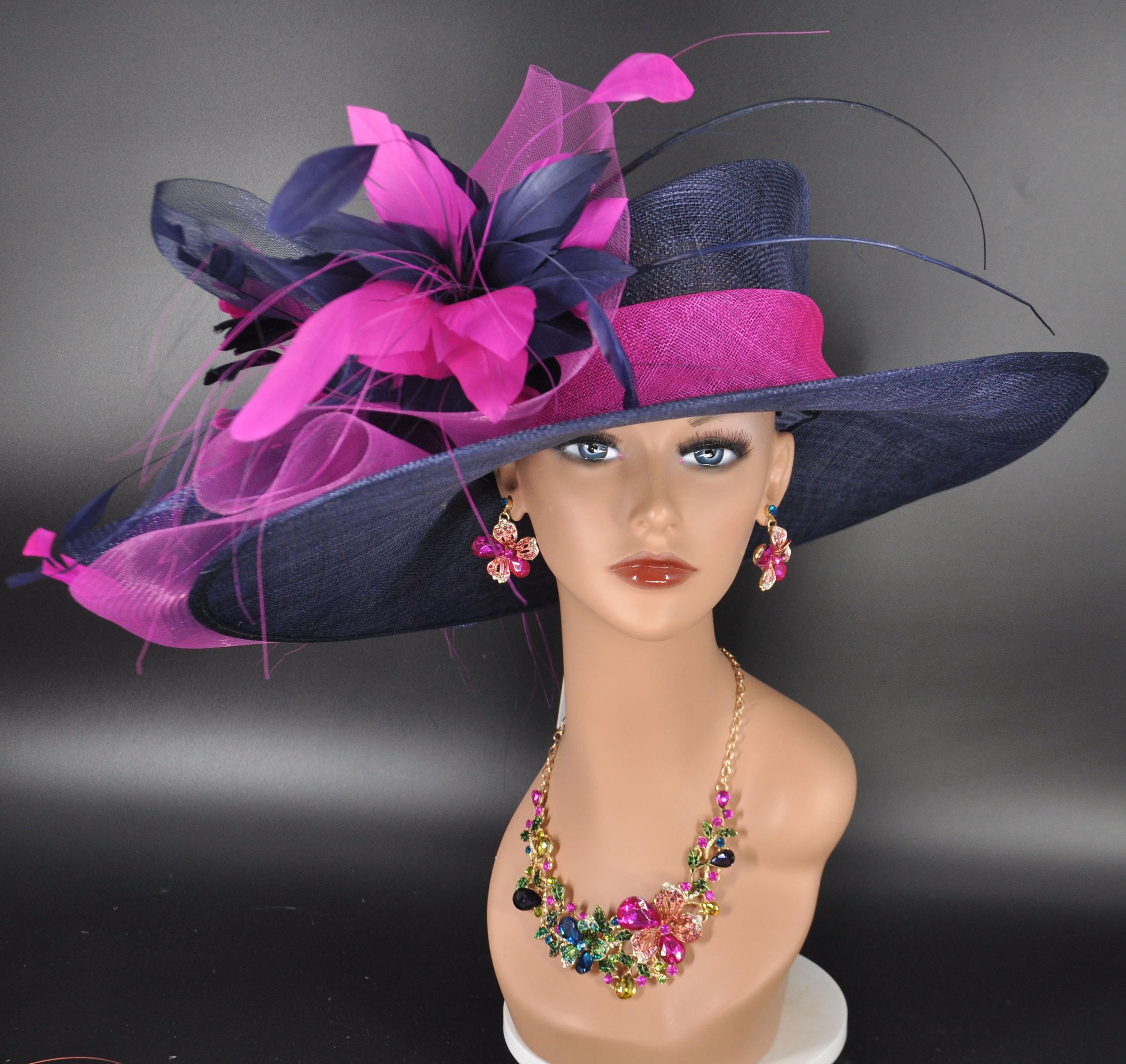 Wide Brim Kentucky Derby Hat, Ascot Hat for Wedding & Tea Party, Garden ...