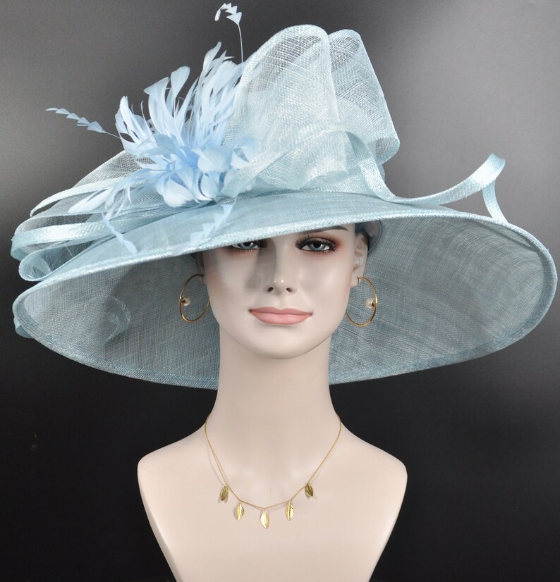 Powder Blue Derby Hat: Feather Flower Tea Party Wedding - Etsy
