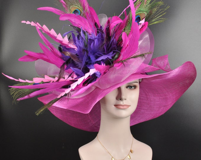 Wide Brim Sinamay Hat, Kentucky Derby Hat, Church Hat, Tea Party Hat ...