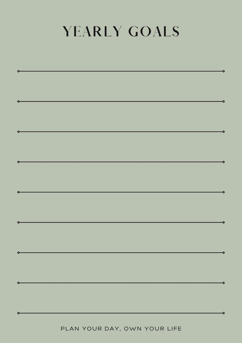 Printable Yearly Goals Planner | Fillable PDF, Vision Planning (digital ...