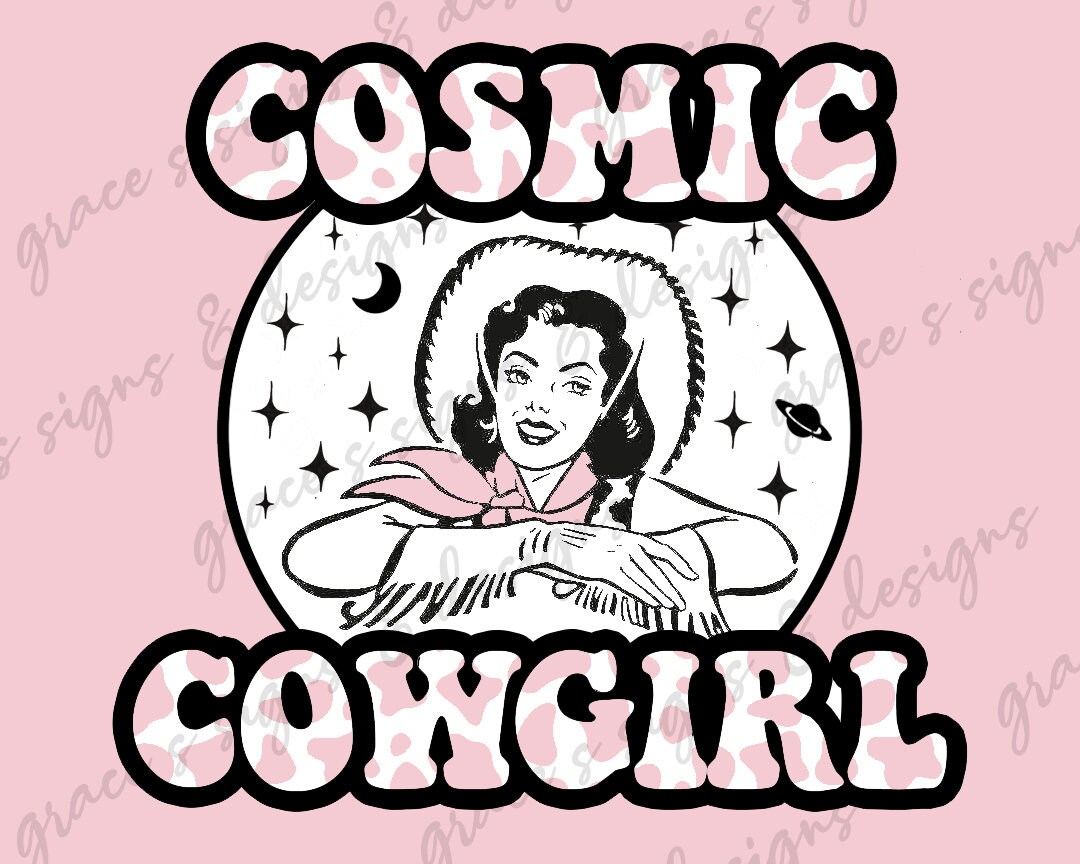 Cosmic Cowgirl Cow Print Design File JPEG, PNG for Shirts, Decals ...