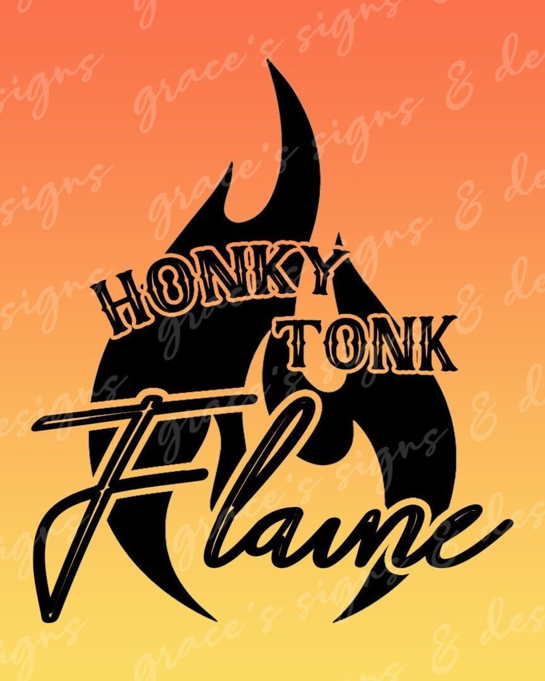 Honky Tonk Flame Fire Design File JPEG, PNG for Shirts, Decals, Cricut ...