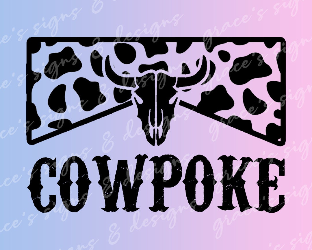 Cowpoke Bull Skull Cow Pattern Cowhide Design File JPEG, PNG for Shirts ...