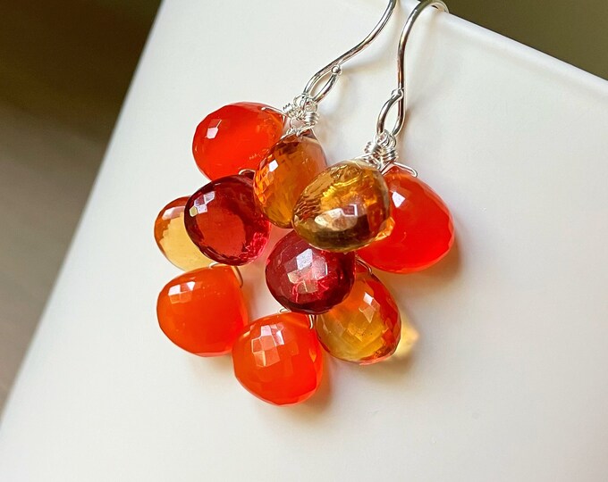 Summer Color Pop Earrings // Red Orange Yellow // Carnelian Hydroquartz ...