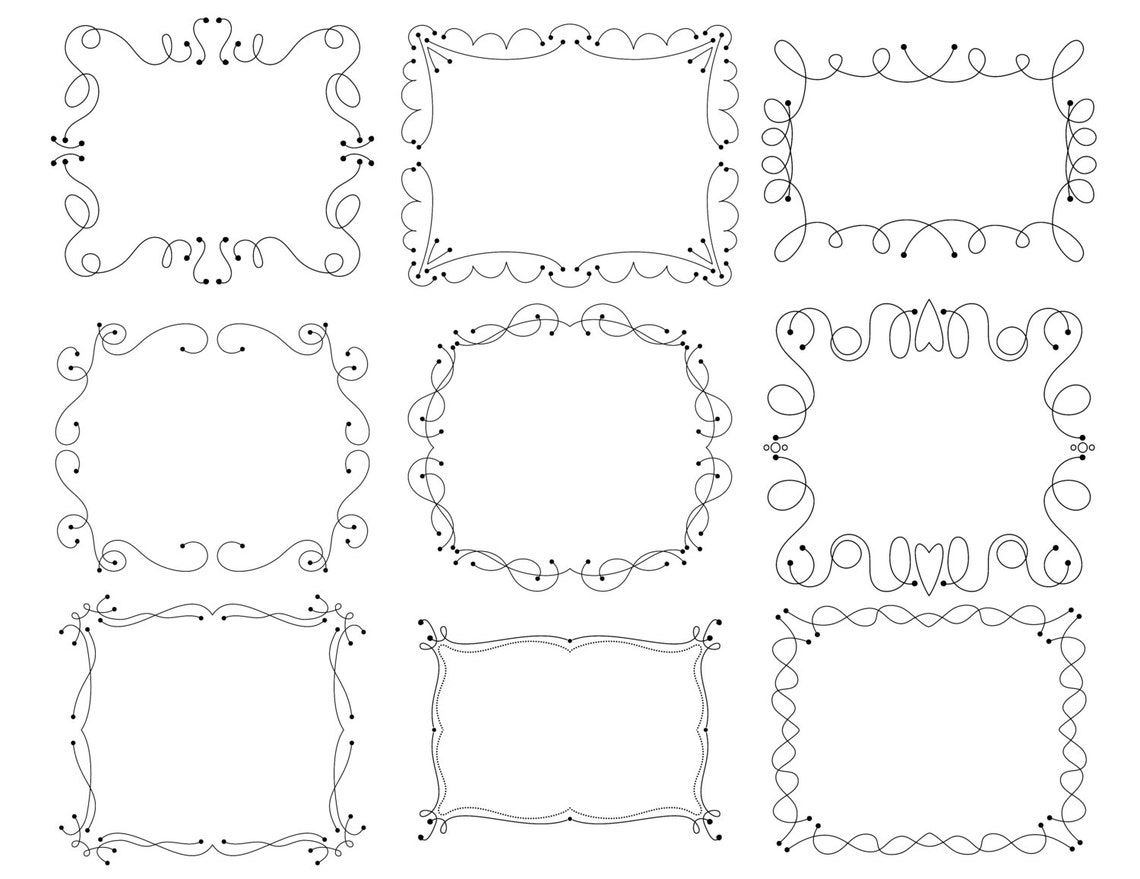 Whimsical Digital Clipart Frames, Transparent Digital Scrapbook Frame ...