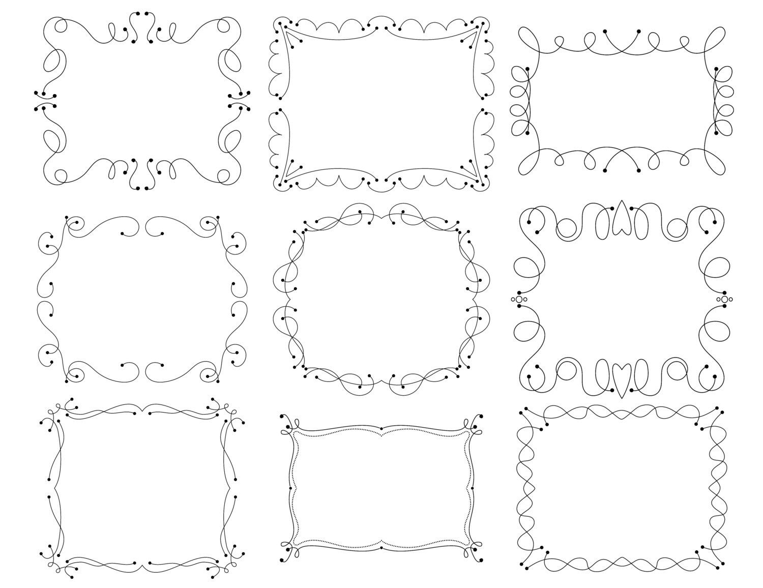 Whimsical Digital Clipart Frames, Transparent Digital Scrapbook Frame ...