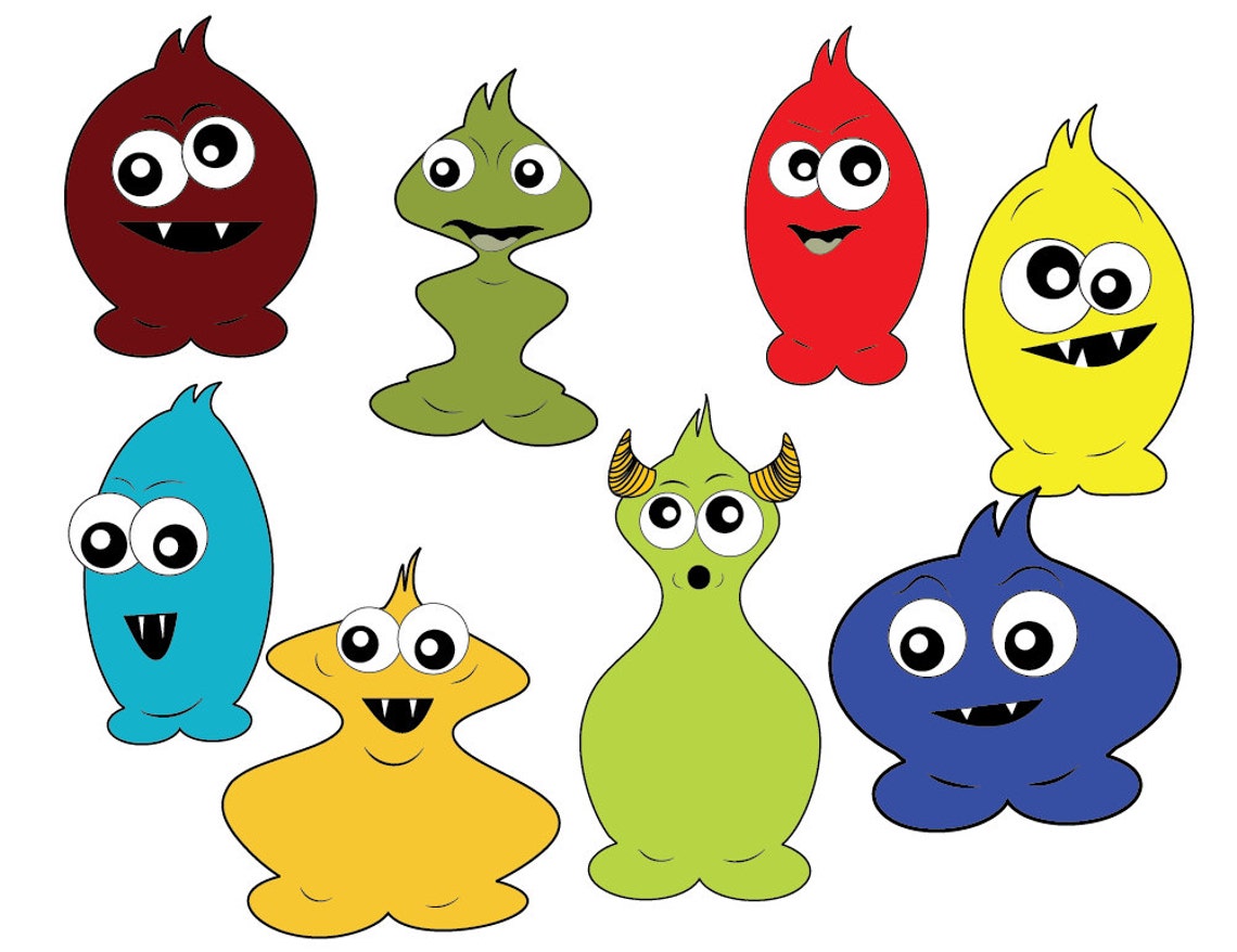 Monster Clipart, Halloween Clipart, Cute Monster Clipart, Colorful ...