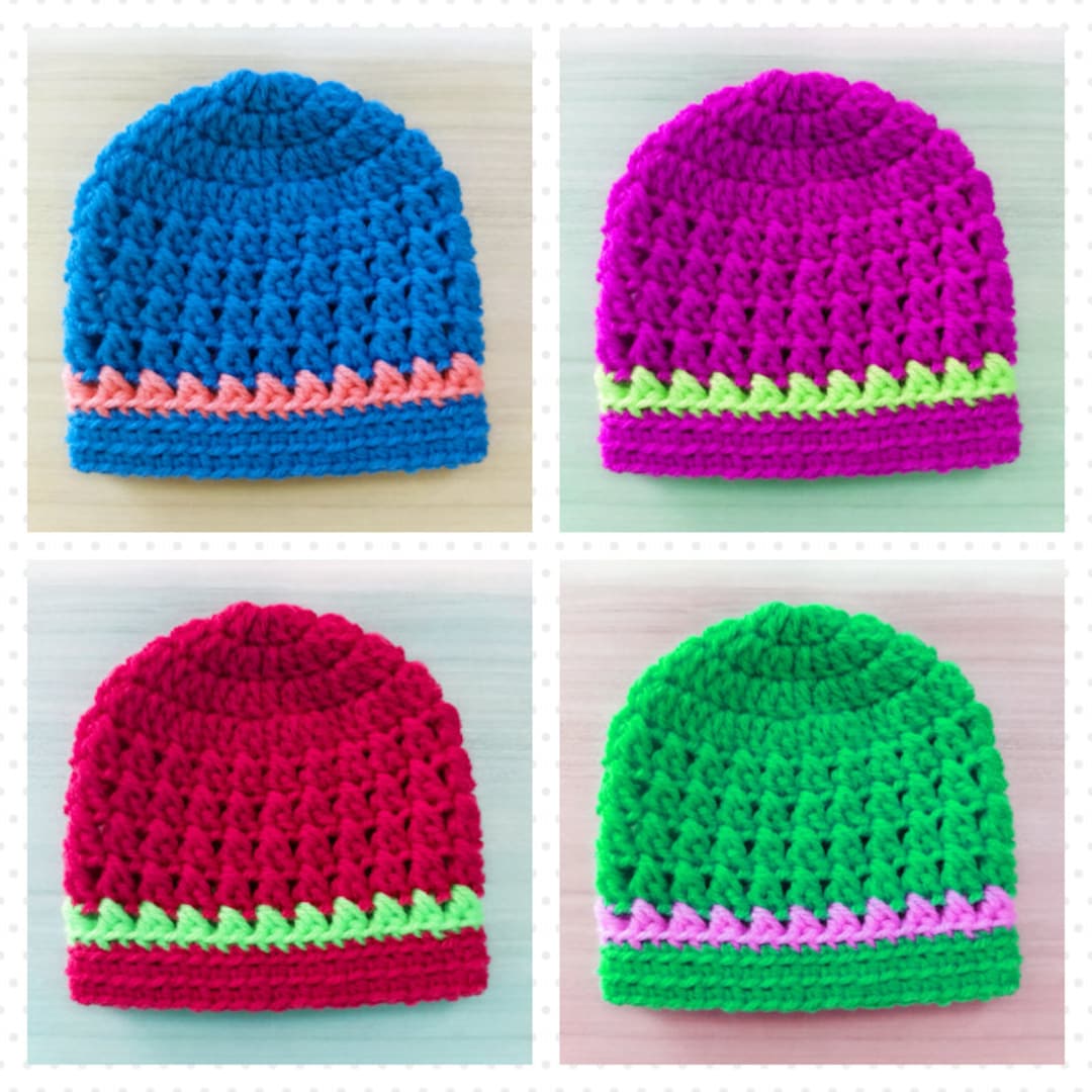 Easy Crochet Baby Hat Pattern, 4 Sizes, Simple Hat Pattern, Baby Beanie ...