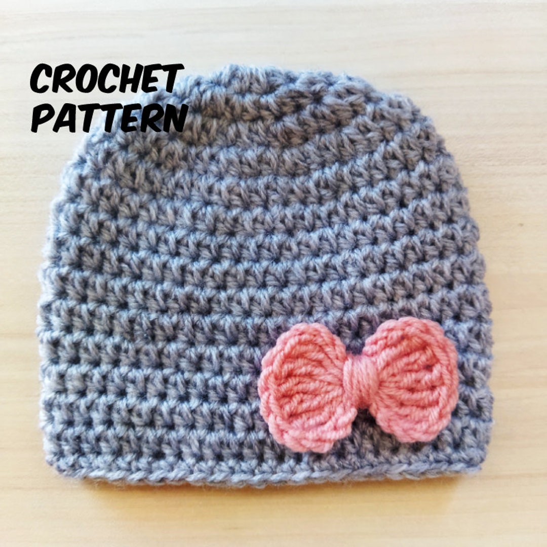 Baby Girl Crochet Hat Pattern With Bow (PDF Pattern) - Etsy