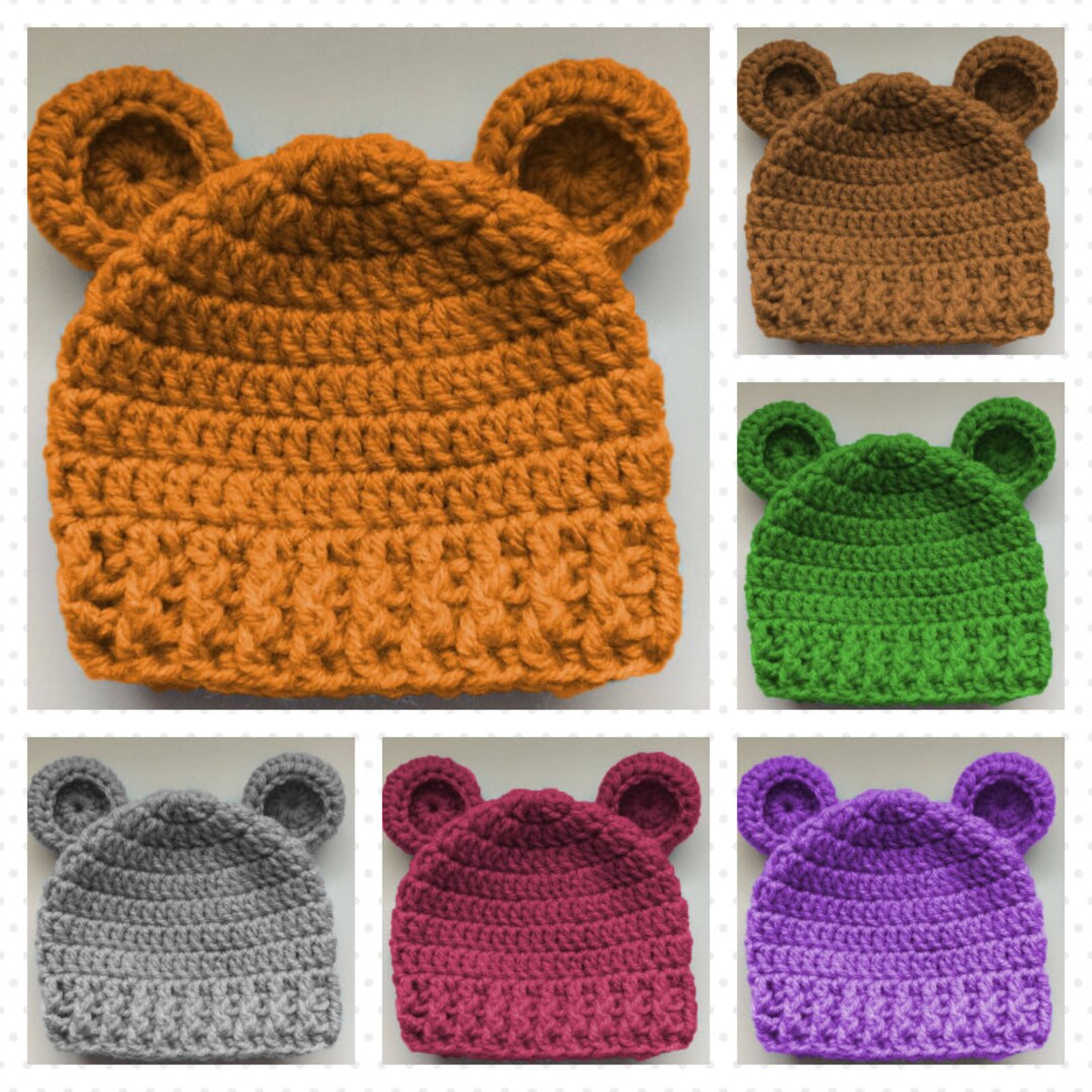 Crochet Bear Hat PDF Pattern: 6 Sizes, Newborn to 10 Years (instant ...