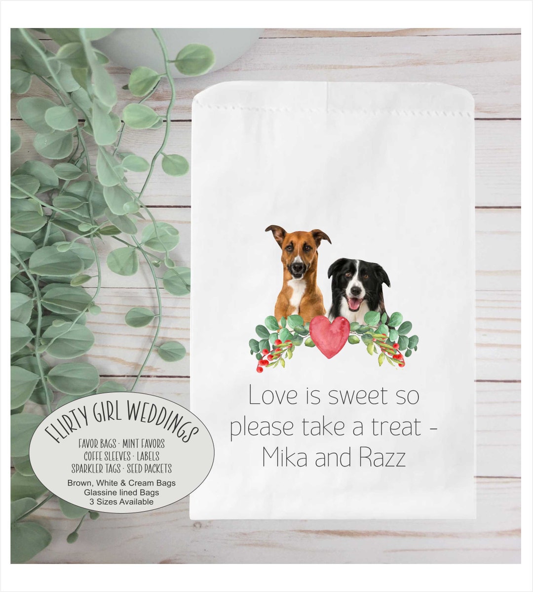Dog Favors for Weddings, Dog Wedding Favors, Doggie Bag, Lined/unlined ...